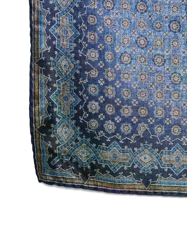 DELL'OGLIO Geometric Floral-print Scarf - Blue