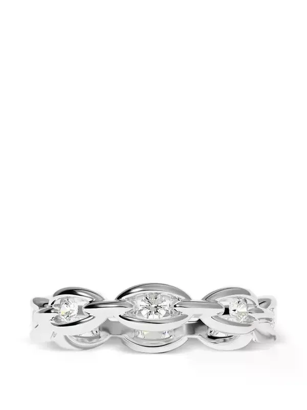 APM MONACO Chain Link Crystal Embellished Ring - Silver