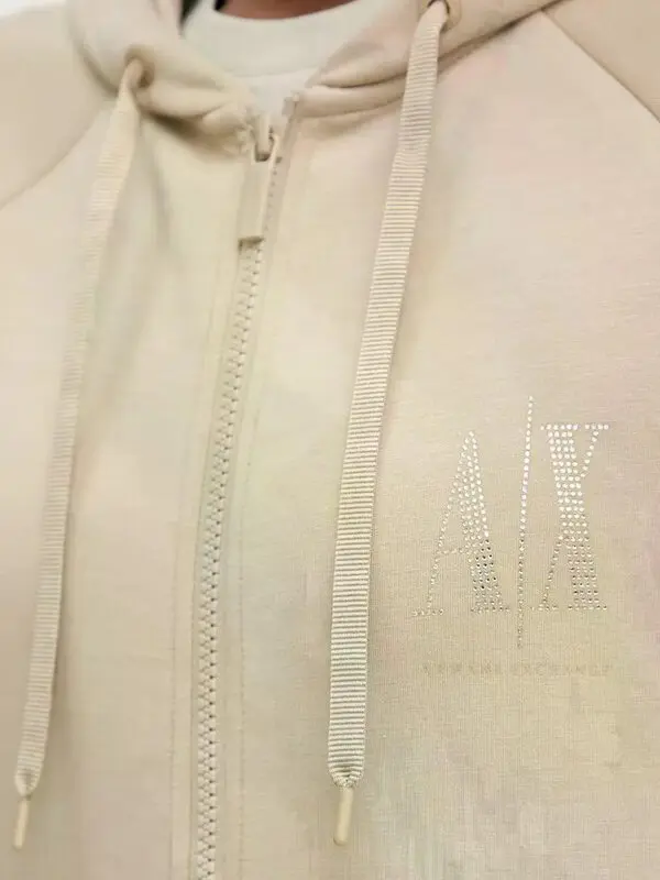 Armani Exchange Zip-up Hoodie With Rhinestone Logo