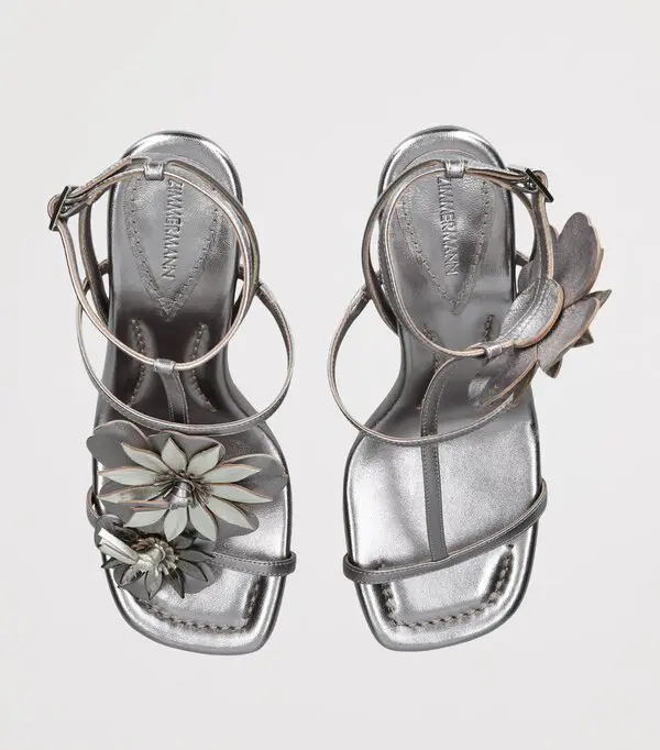 Zimmermann Metallic Leather Floral Sandals