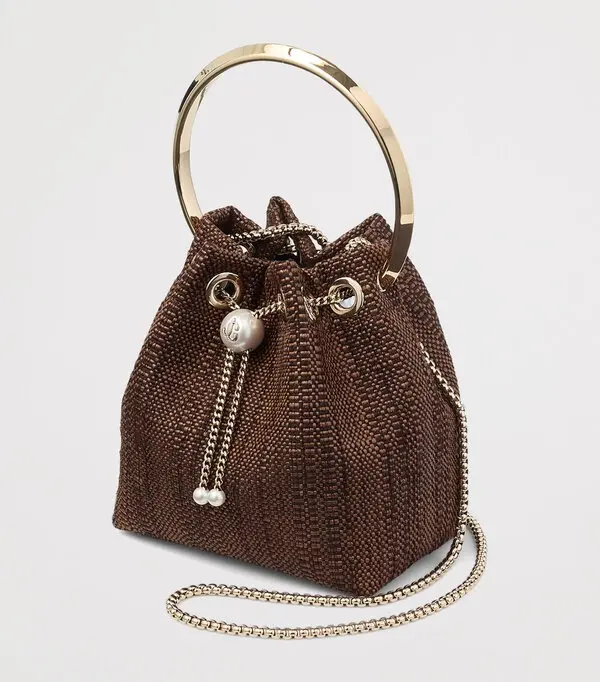 JIMMY CHOO Bon Bon Woven Top Handle Bag