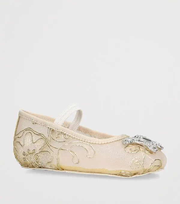ARUNA SETH Embroidered Butterfly Ballet Flats - Gold