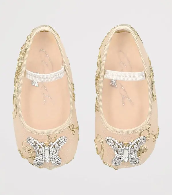 ARUNA SETH Embroidered Butterfly Ballet Flats - Gold