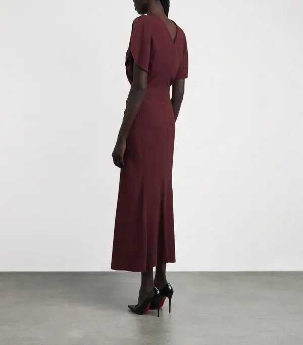 Victoria Beckham Cady Bela Midi Dress - Burgundy