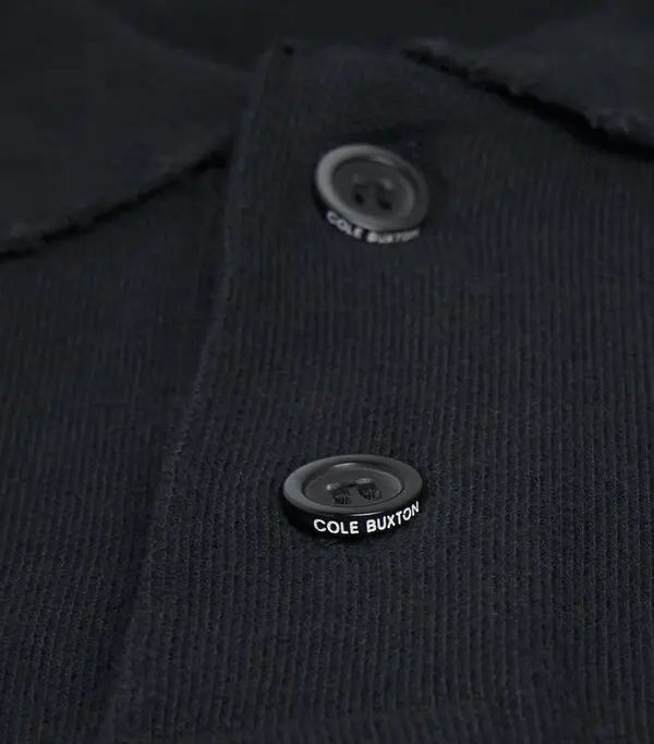 COLE BUXTON Cotton Distressed Surf Polo Shirt - Black