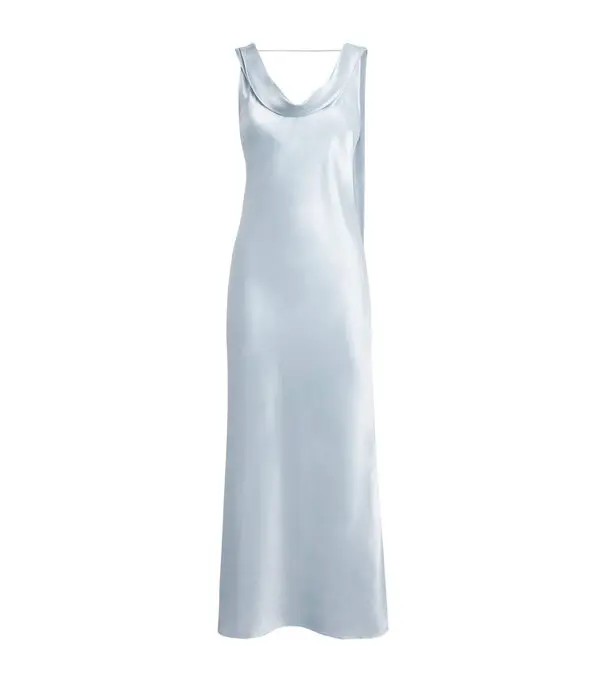 Acne Studios Silk Drape-neck Midi Dress - Blue