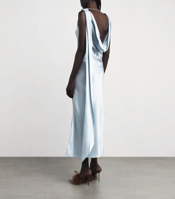 Acne Studios Silk Drape-neck Midi Dress - Blue