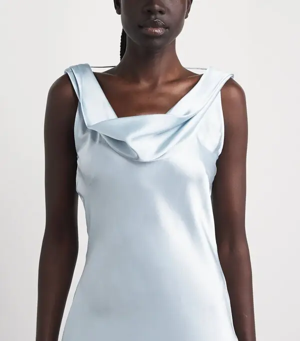 Acne Studios Silk Drape-neck Midi Dress - Blue