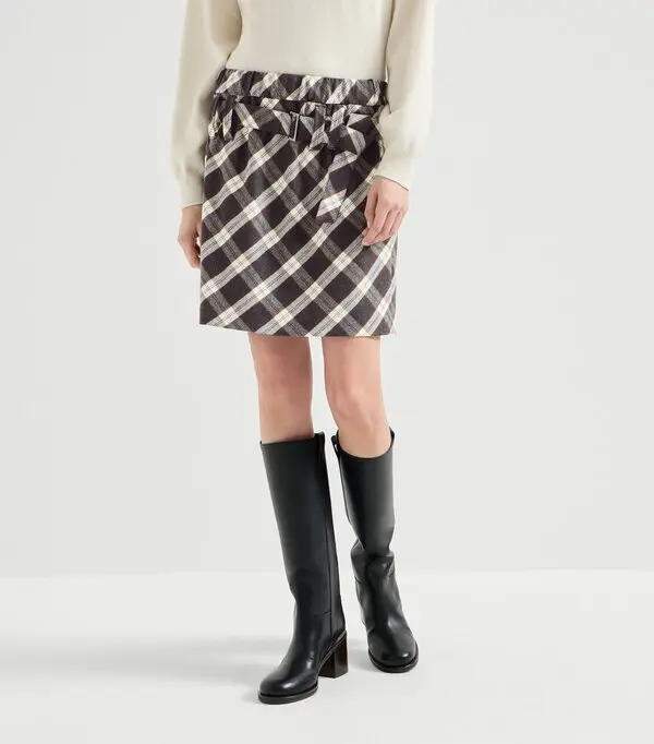 Brunello Cucinelli Virgin Wool-blend Check Mini Skirt