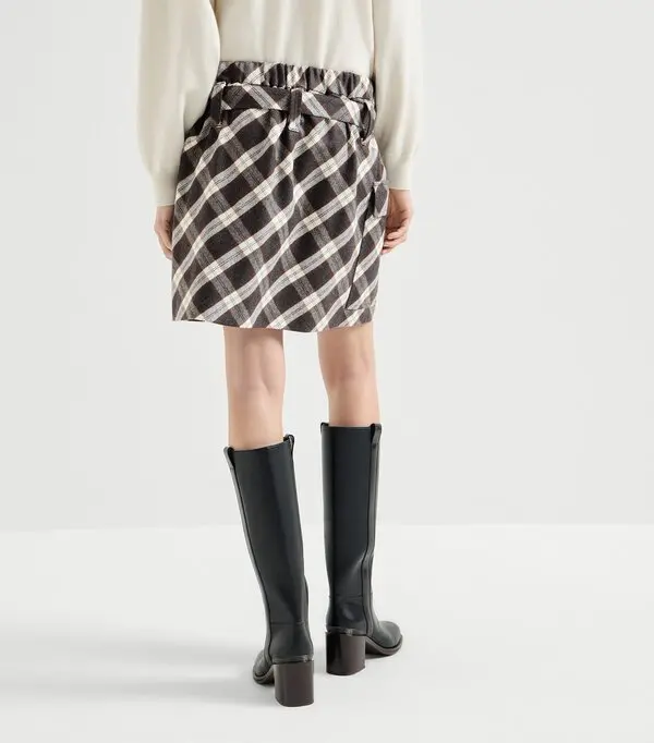 Brunello Cucinelli Virgin Wool-blend Check Mini Skirt