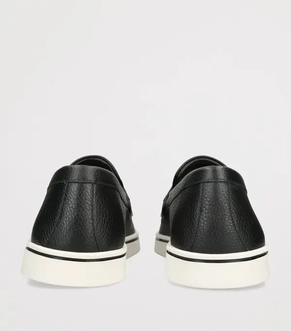 FERRAGAMO Leather Tancredi Loafers - Black