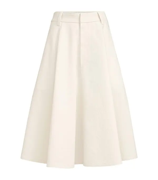 Brunello Cucinelli Denim Midi Skirt - White