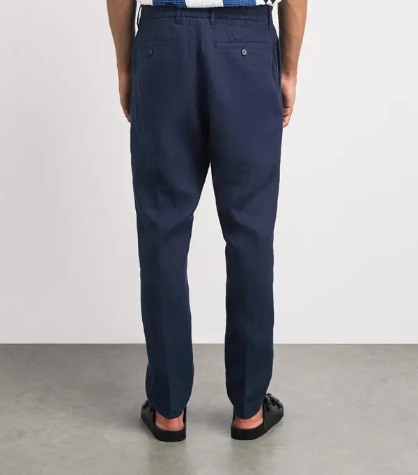 NN.07 Linen Billie Trousers - Navy