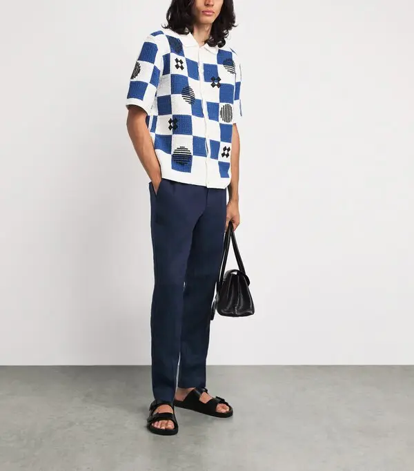 NN.07 Linen Billie Trousers - Navy