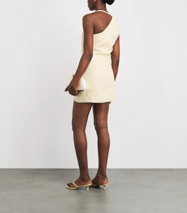SIR. Aria Linen Asymmetrical Mini Dress - Yellow