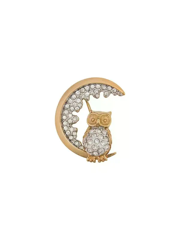 SUSAN CAPLAN 1960s Attwood & Sawyer Night Owl Brooch - Gold