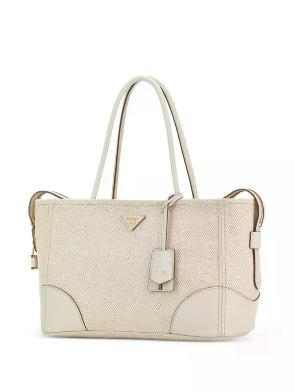 Prada Large Canvas Tote Bag - Neutrals