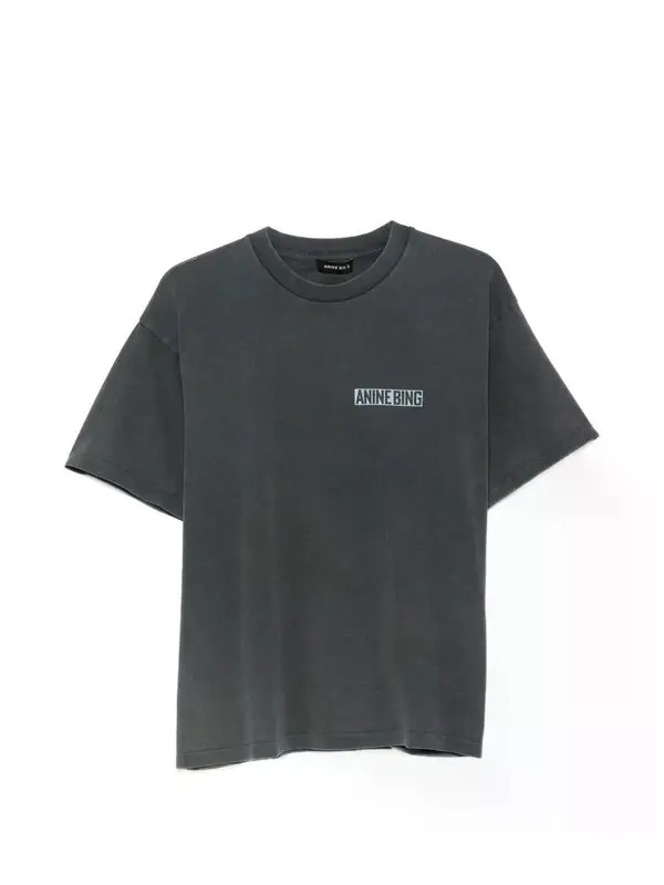 ANINE BING Cade Logo-print Cotton T-shirt - Grey