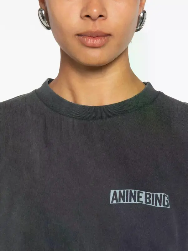 ANINE BING Cade Logo-print Cotton T-shirt - Grey