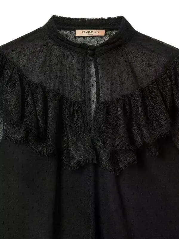 TWINSET Lace Trim Ruffled Blouse