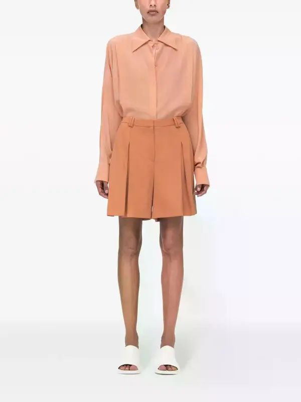 Another Tomorrow High-waisted Pleated Shorts