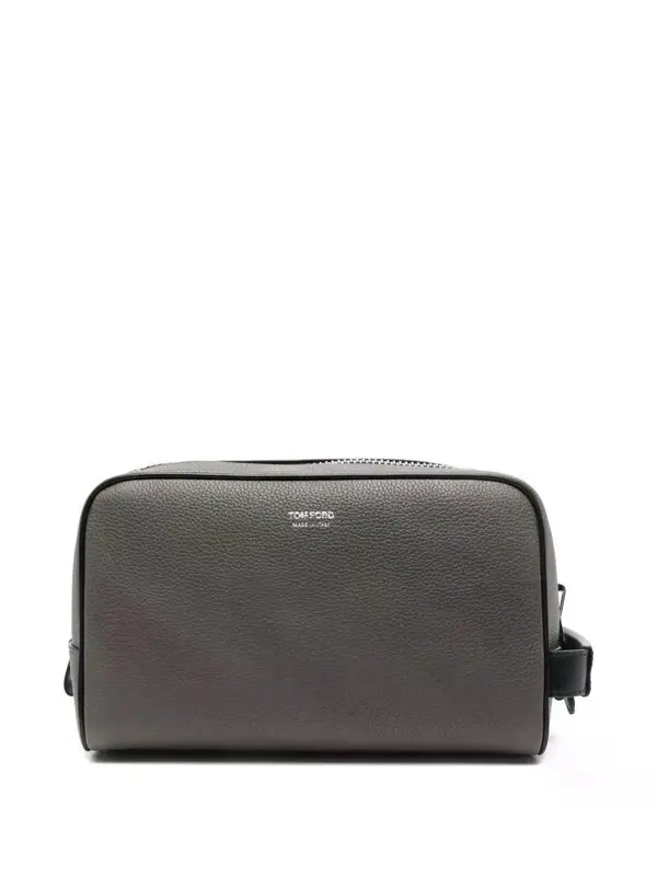 TOM FORD Grained Leather Wash Bag - Grey