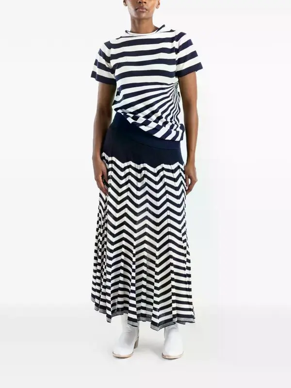 Junya Watanabe Chevron Knit Skirt With Ribbed Waistband