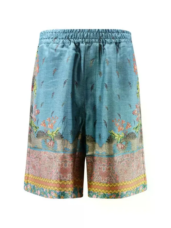 PIERRE-LOUIS MASCIA Floral Print Silk Shorts - Blue