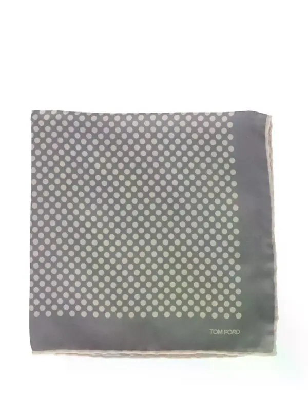 TOM FORD Polka-dot Silk Pocket Square - Grey