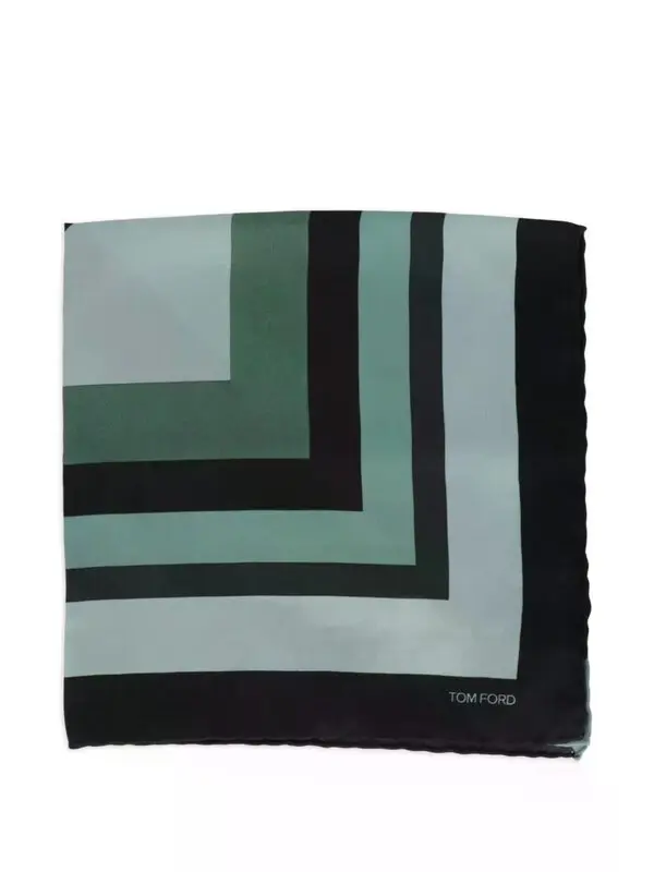 TOM FORD Striped Logo-print Pocket Square - Black