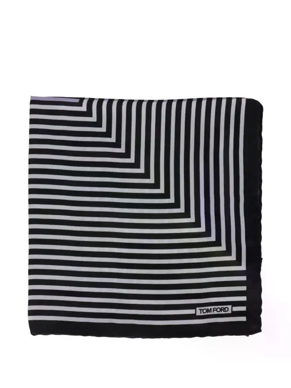 TOM FORD Striped-pattern Pocket Square - Black