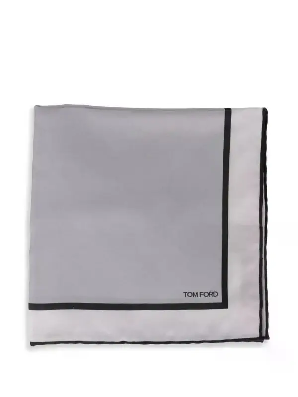 TOM FORD Border-detail Pocket Square - Grey