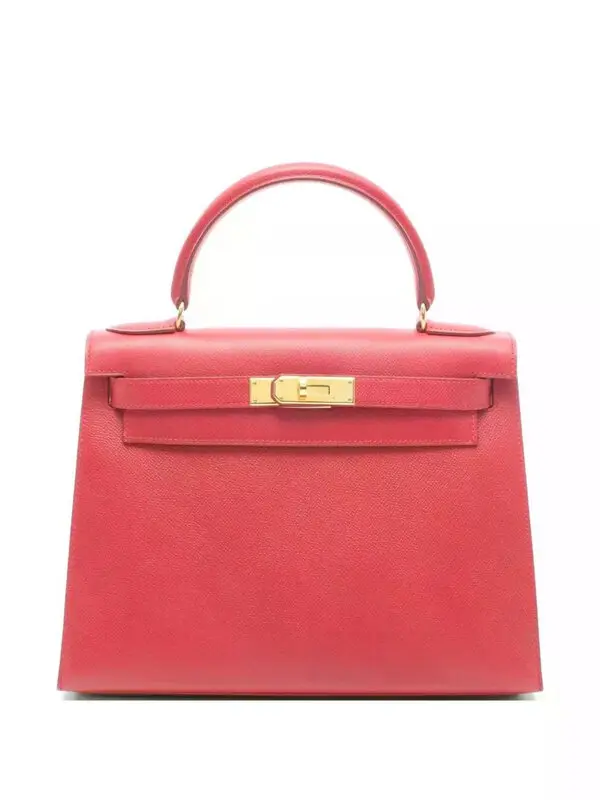 Hermès Kelly 28 Two-way Handbag In Courchevel Leather - Red