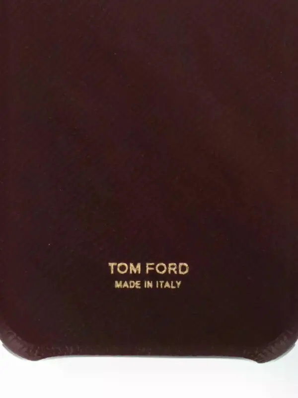 TOM FORD Logo-print Grained-leather Iphone Case - Brown