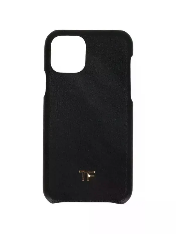 TOM FORD Logo-plaque Grained-texture Leather Phone Case - Black