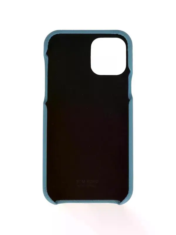 TOM FORD Logo-print Grained-leather Phone Case - Blue