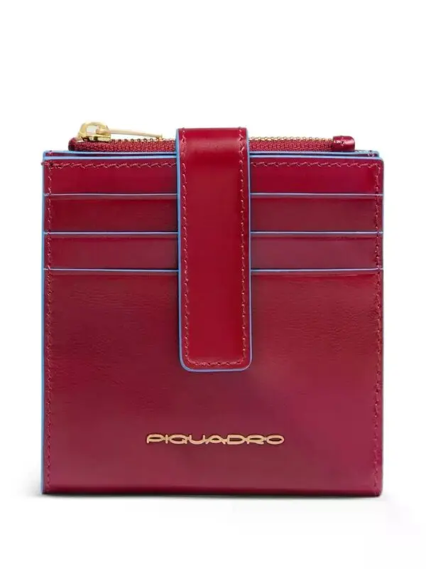 PIQUADRO Zipped Leather Cardholder - Red
