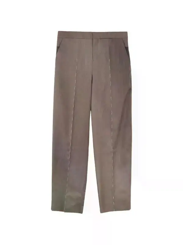 SONIA CARRASCO Contrast Stitching Straight-leg Trousers - Brown