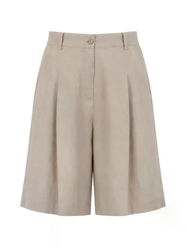 MOORER Pleated Linen Shorts