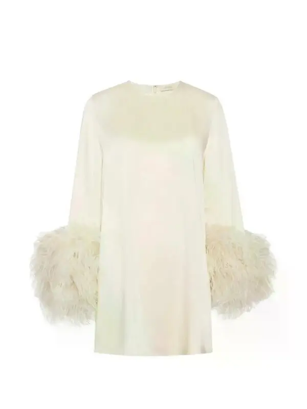 Lapointe Feather-trim Satin Mini Dress