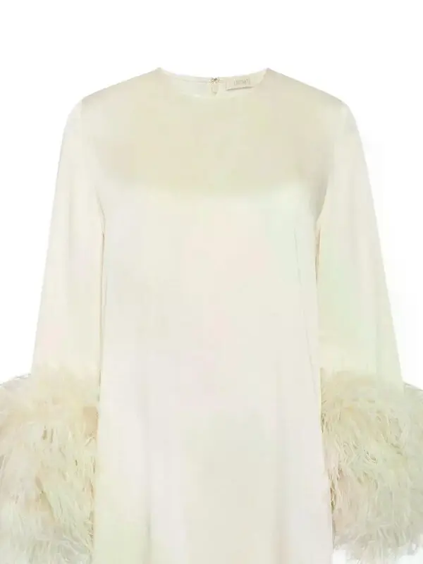 Lapointe Feather-trim Satin Mini Dress