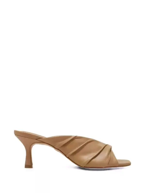 ANDREA CARRANO Ruched Leather Sandals - Neutrals