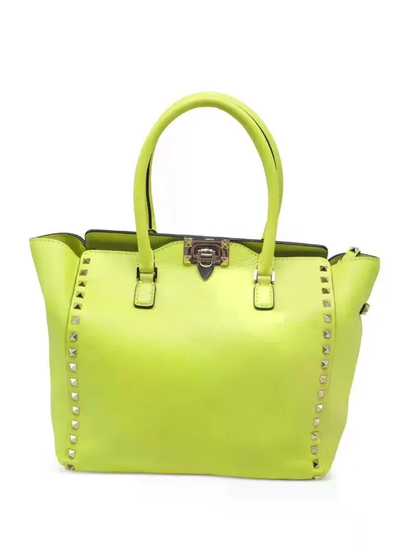 Valentino Garavani Rockstud Leather Tote Bag - Green