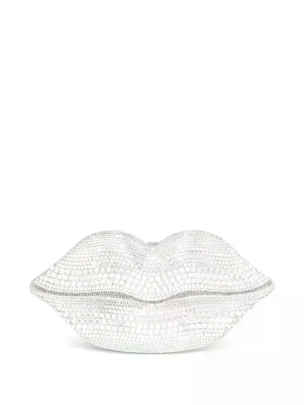 Judith Leiber Disco Lips Crystal Clutch - Silver