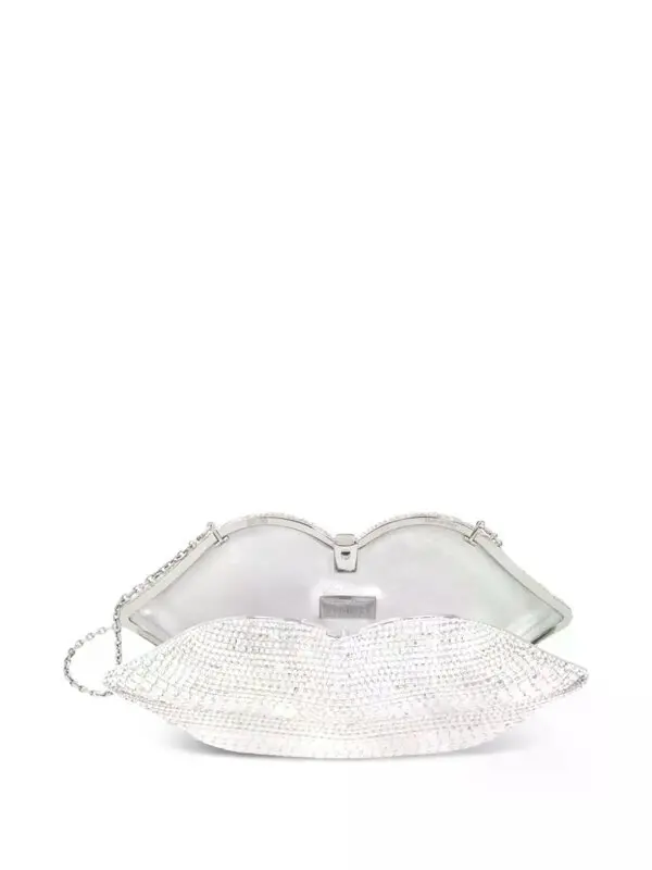 Judith Leiber Disco Lips Crystal Clutch - Silver