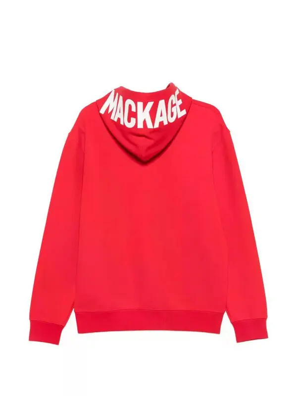 Mackage Logo Print Drawstring Hoodie - Red