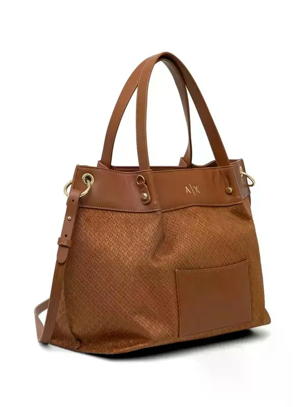 Armani Exchange Monogram Logo Detail Tote Bag - Brown