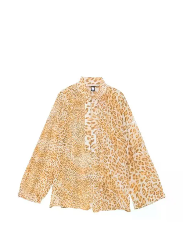 Roberto Cavalli 2000s Leopard-print Pleated Blouse - Neutrals