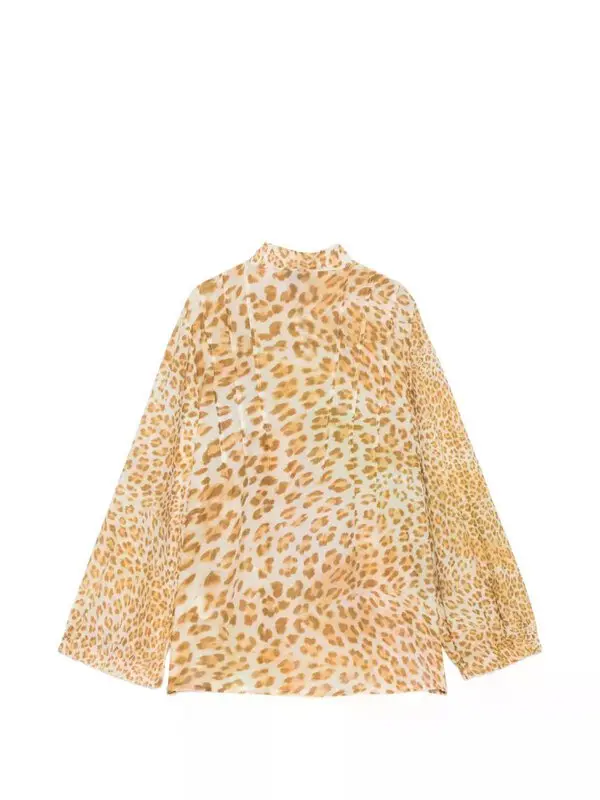 Roberto Cavalli 2000s Leopard-print Pleated Blouse