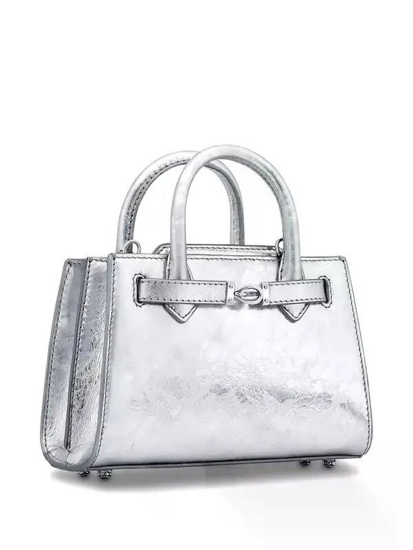 Tyler Ellis Winnie Mini Metallic Leather Tote Bag - Silver
